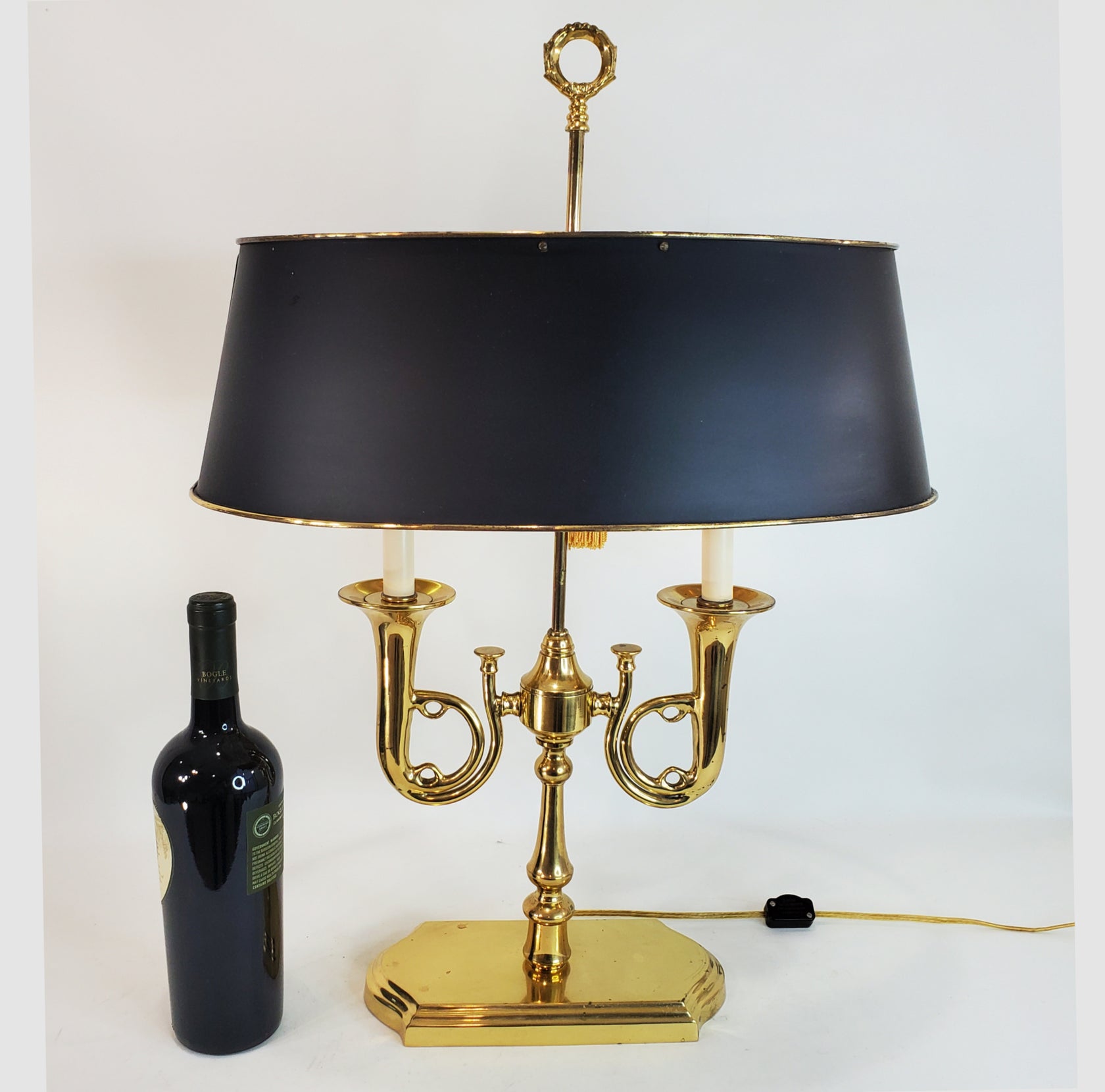 Vintage French Horn Bouillotte Table Lamp Metal Tole Shade – Classic ...