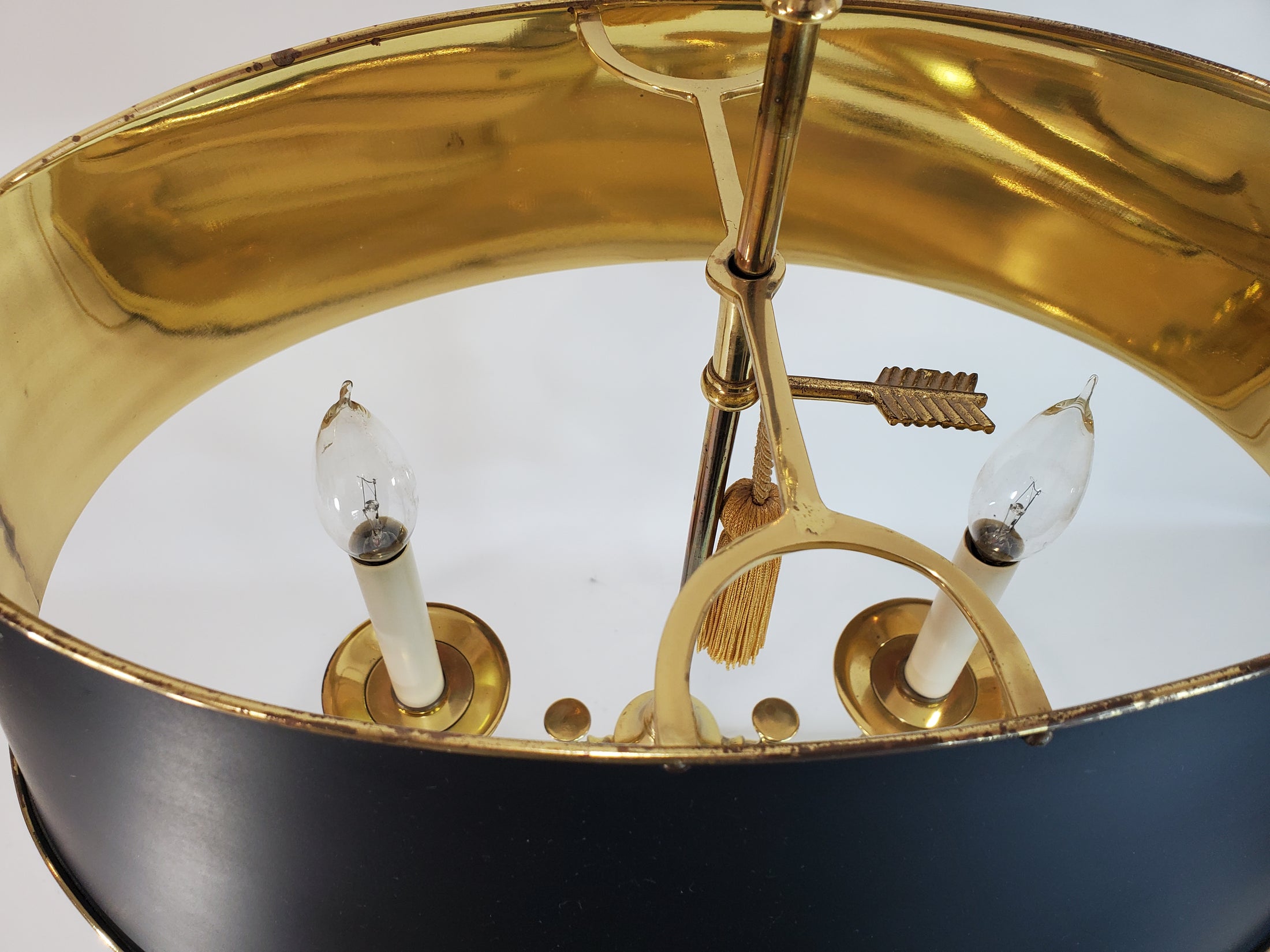 Vintage French Horn Bouillotte Table Lamp Metal Tole Shade – Classic ...
